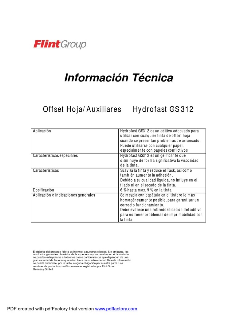 Hydrofast GS 312 | Descargar gratis PDF | Science | Tecnología (general)