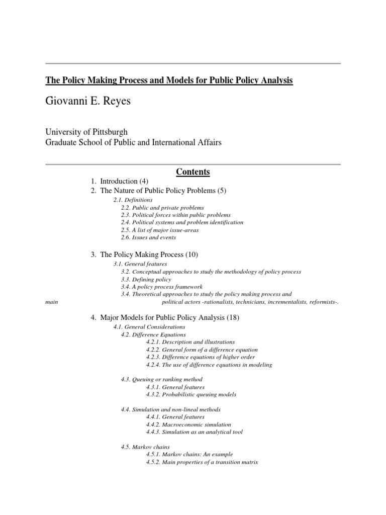 Public Policy Making and Analysis Models | PDF | Policy Analysis ...