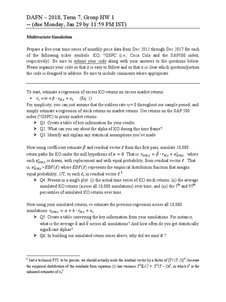 Dafn HW1 | PDF | Errors And Residuals | Regression Analysis