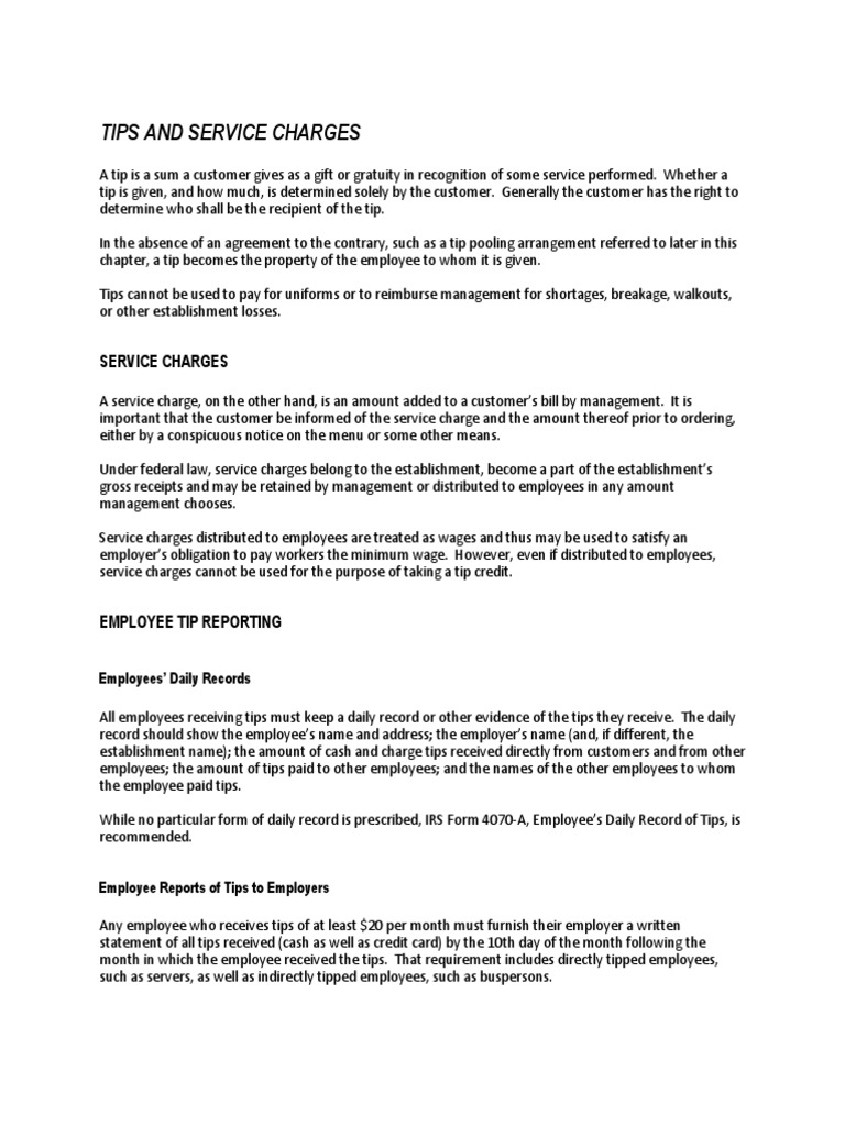 Tips Service Charges | PDF | Gratuity | Waiting Staff