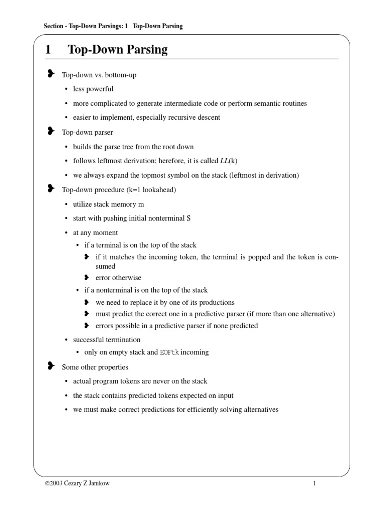 Top Down Parsing | PDF | Parsing | Computer Programming