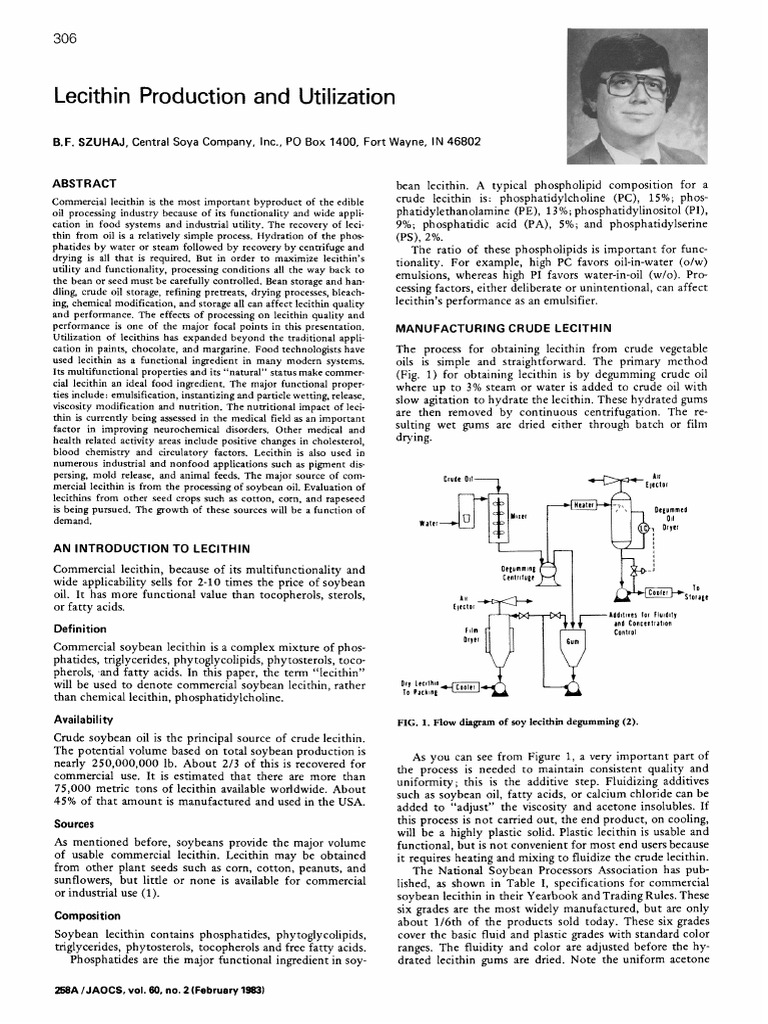 Lecithin Production and Utilization: B.F. SZUHAJ, Central Soya Company ...
