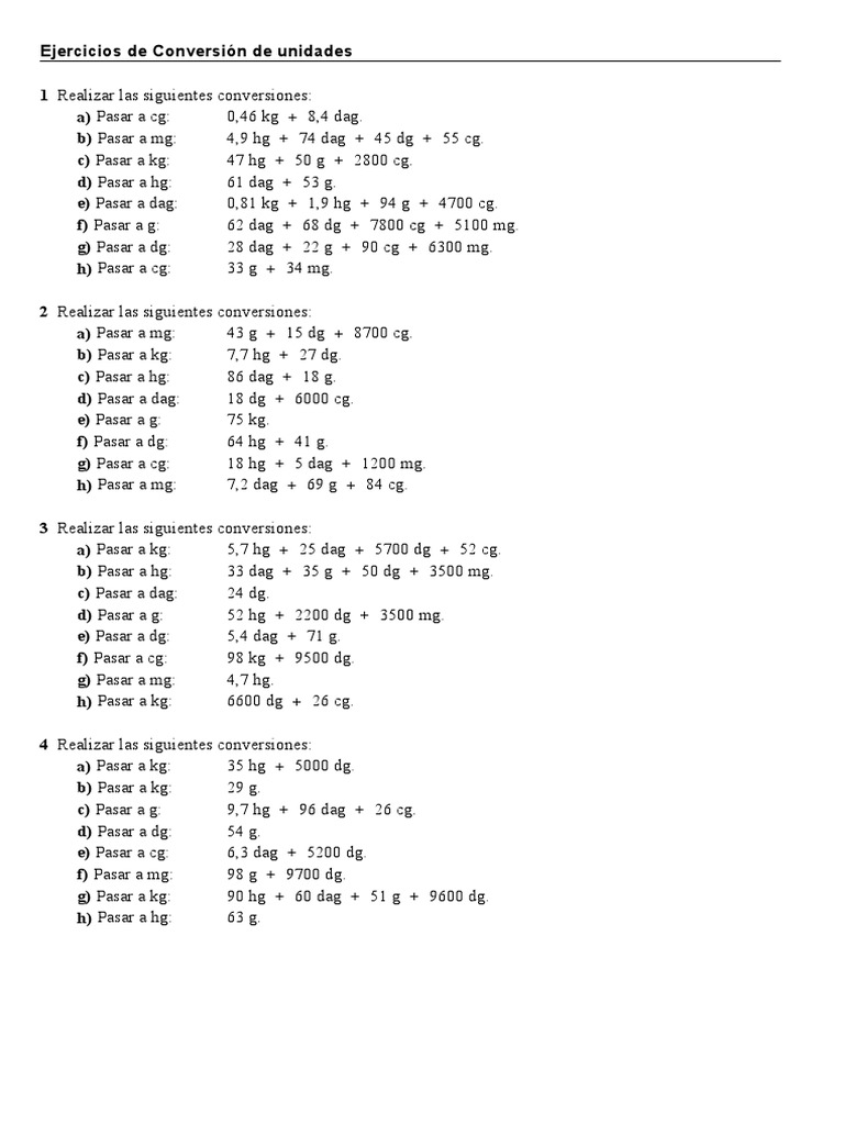 Ejercicios Resueltos de Conversiones | PDF | Unidades de medida | Naturaleza