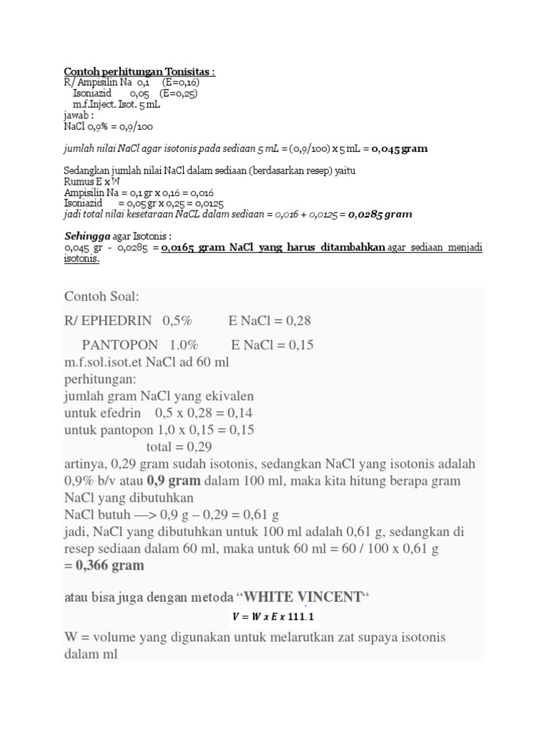 Contoh Perhitungan Tonisitas | PDF