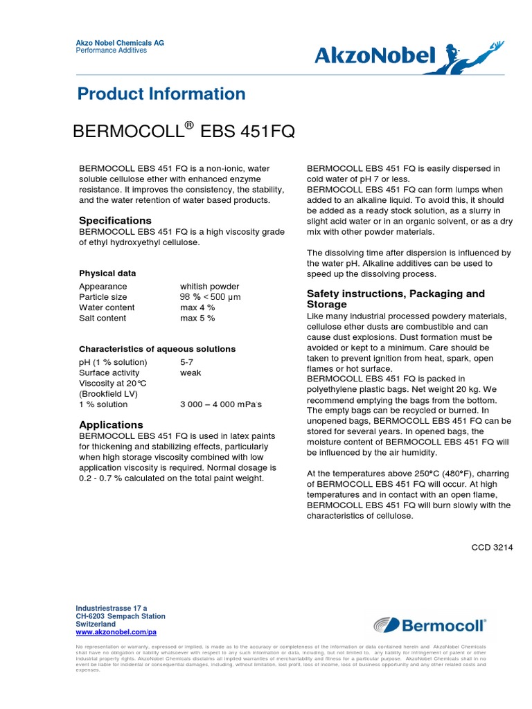 Bermocoll Ebs 451fq CCD 3214 | PDF | Solution | Plastic
