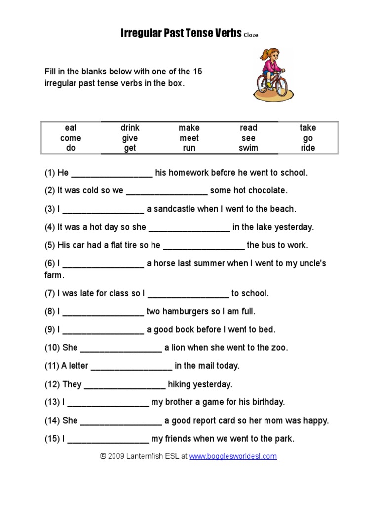 Irregular Past Tense Quiz | PDF