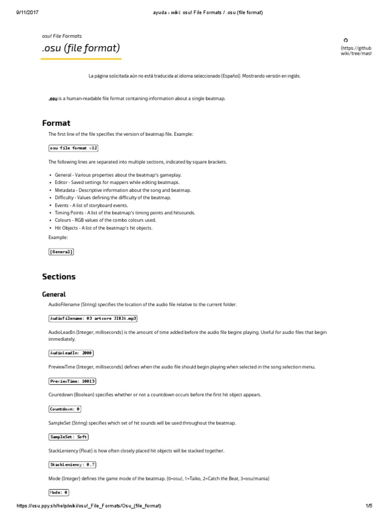 Ayuda Wiki - Osu! File Formats | PDF | File Format | Boolean Data Type