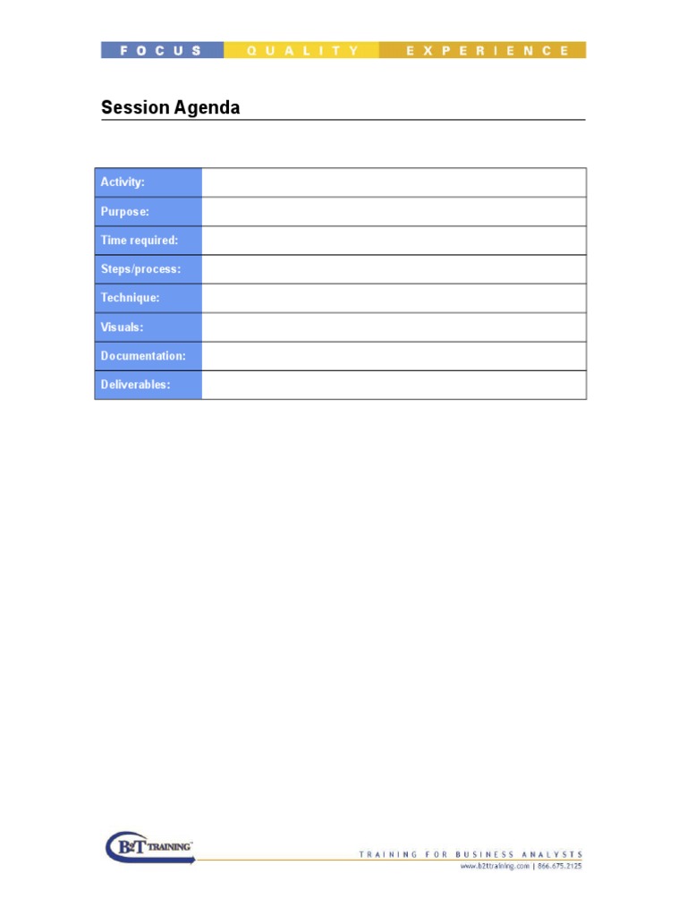 Session Agenda: Activity: Purpose: Time Required: Steps/process ...