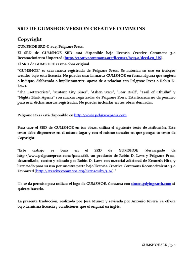Gumshoe SRD - Castellano PDF | Descargar gratis PDF | Magia (Paranormal ...