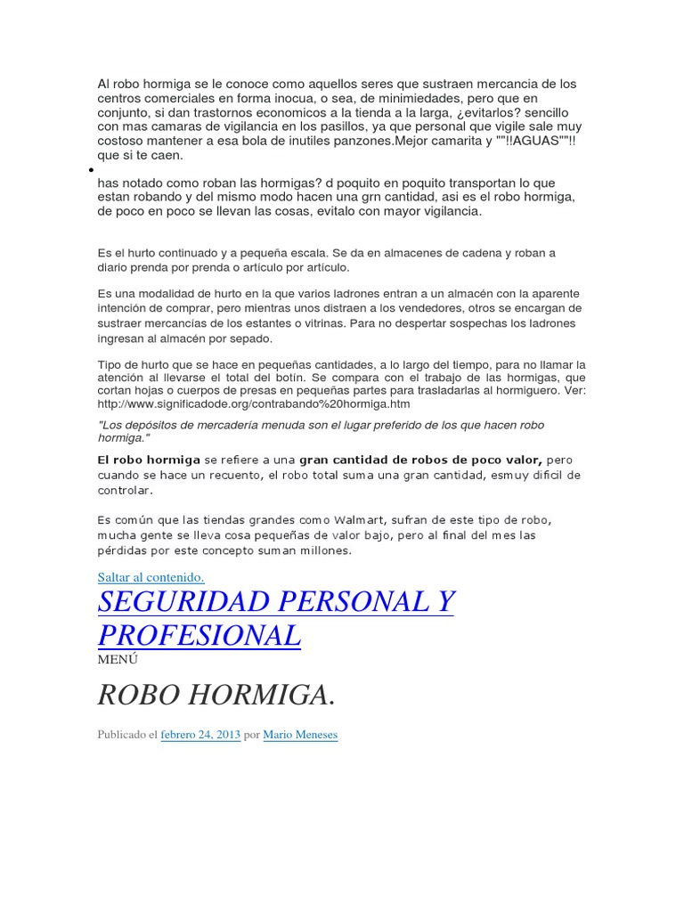 Robo Hormiga 1 | Descargar gratis PDF | Robo | Hormiga