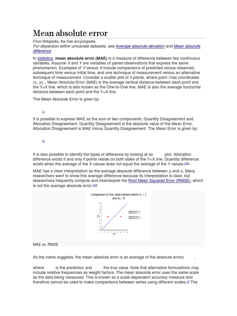 Mean Absolute Error | PDF | Root Mean Square Deviation | Errors And Residuals