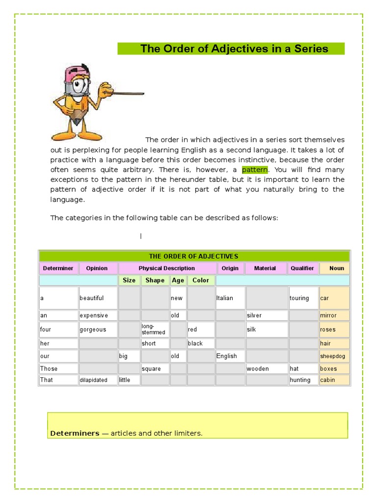 Adjective Order in Series Explained | PDF | Adjective | Noun