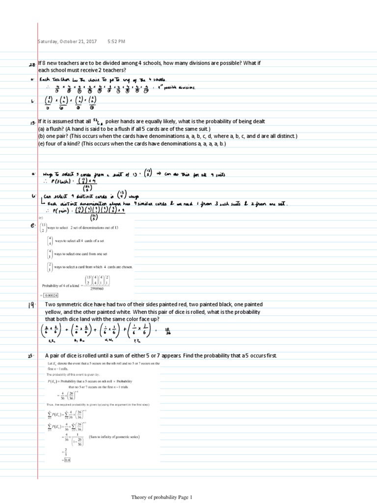 Probability Example Questions With Solutions | PDF | Probability Theory ...