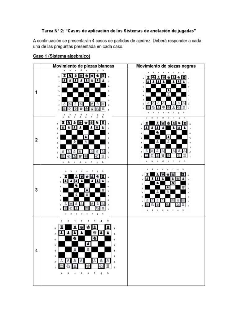 Tarea 2 Sistemas de Anotacion de Jugadas | PDF | Ajedrez | Juegos de estrategia abstractos