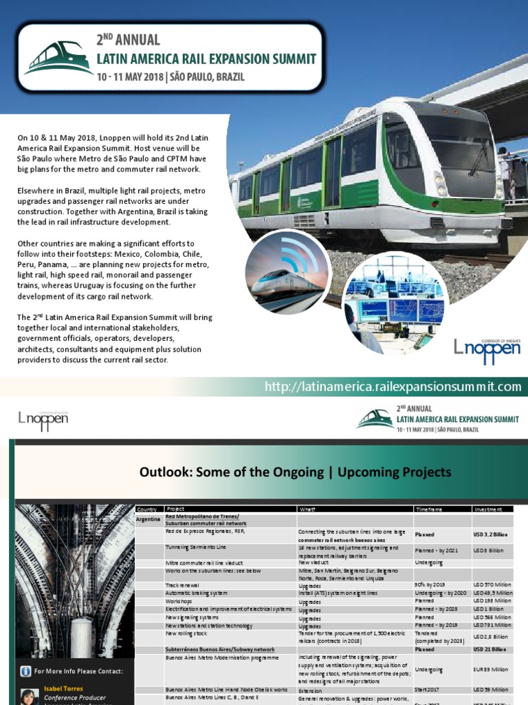 2nd Annual Latin America Rail Expansion Summit | PDF | Passenger Rail ...