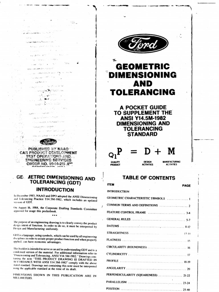 Ford Geometric Dimensioning and Tolerancing Pocket Guide | PDF