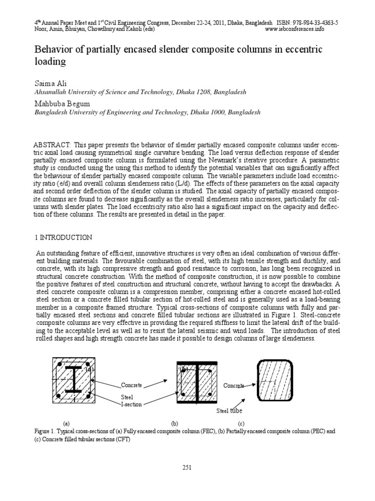Behavior of Partially Encased Slender Composite Columns in Eccentric ...