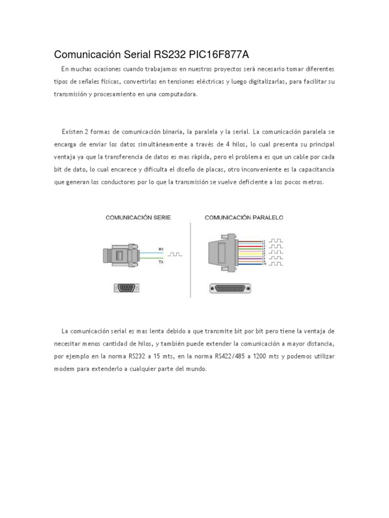 Comunicación Serial RS232 PIC16F877A | PDF | Microcontrolador ...