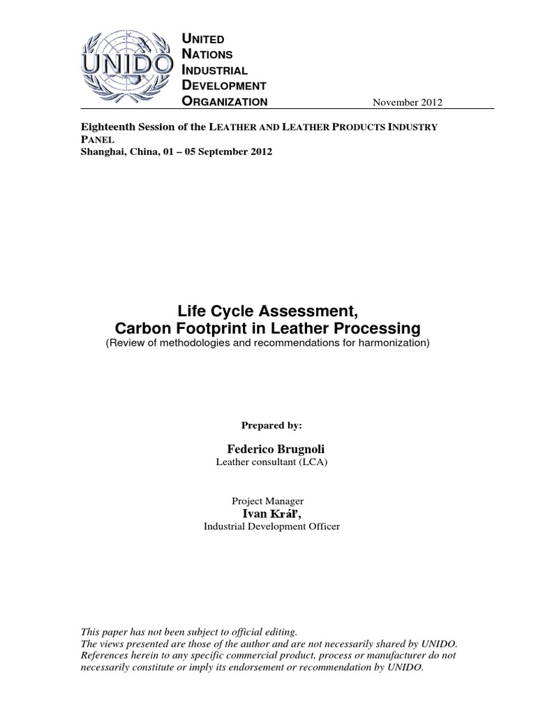 Life Cycle Assessment, Carbon Footprint in Leather Processing | PDF ...