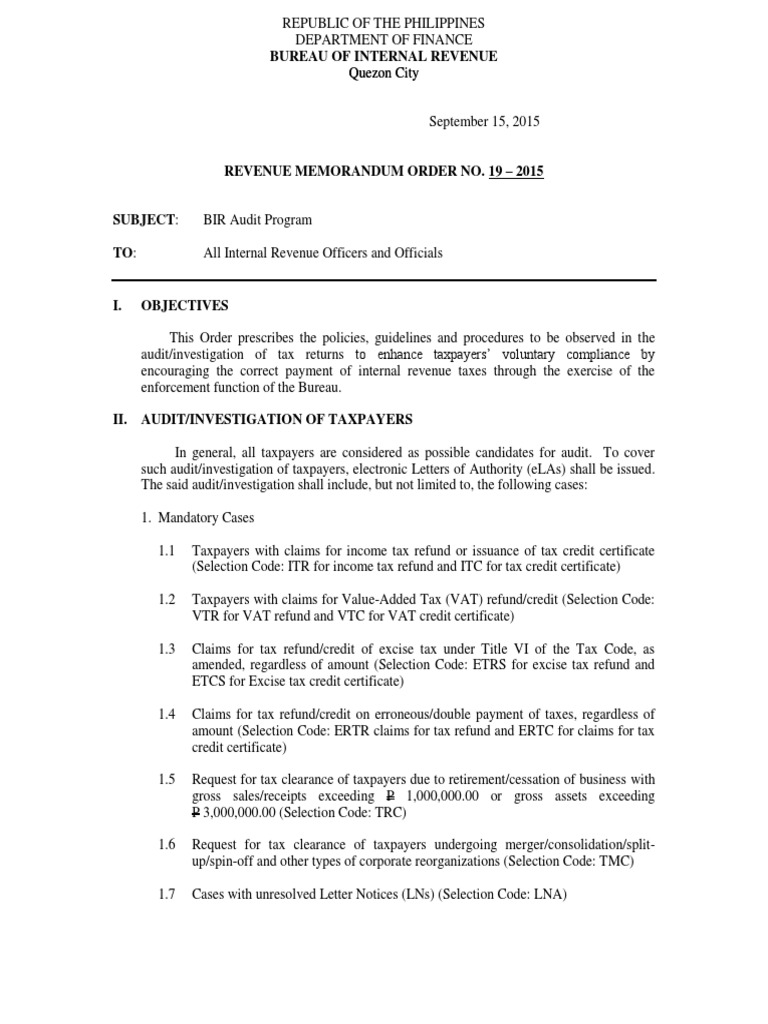 RMO No 19-2015 PDF | PDF | Tax Refund | Value Added Tax