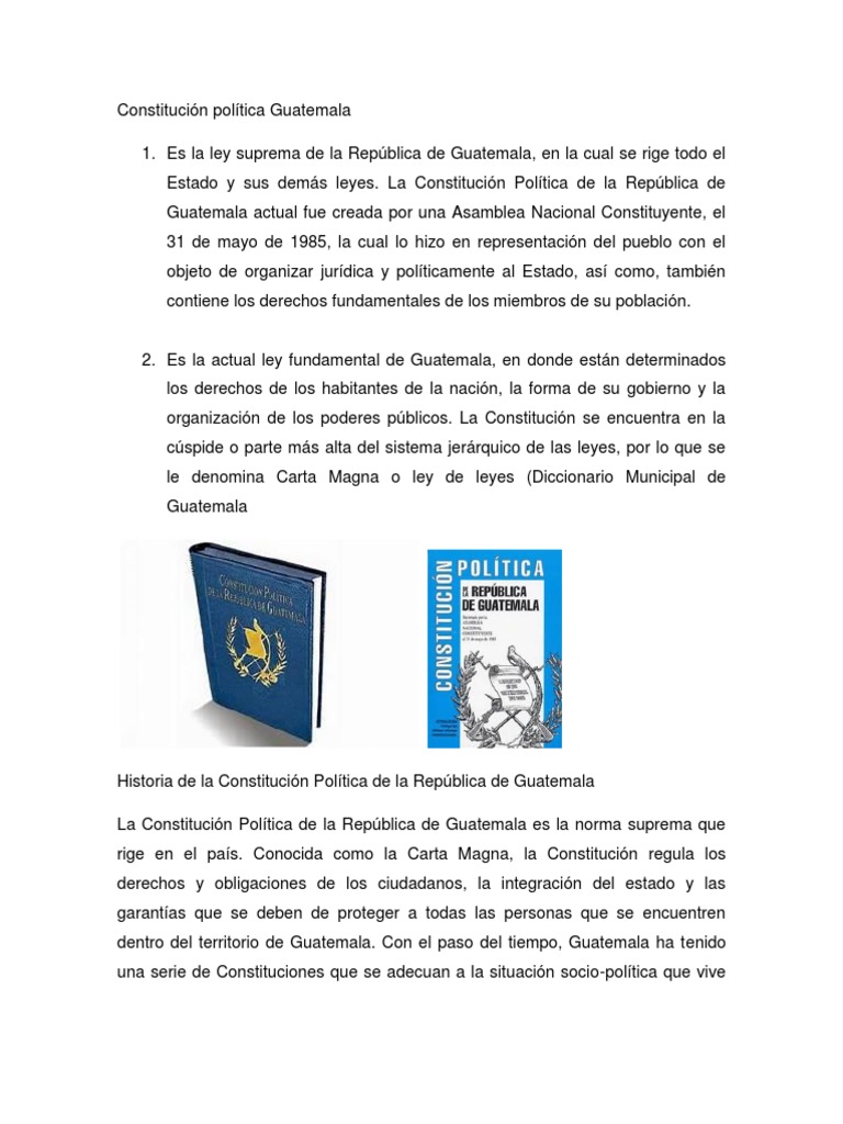 Historia y Partes de la Constitución Guatemalteca | PDF | Constitución ...