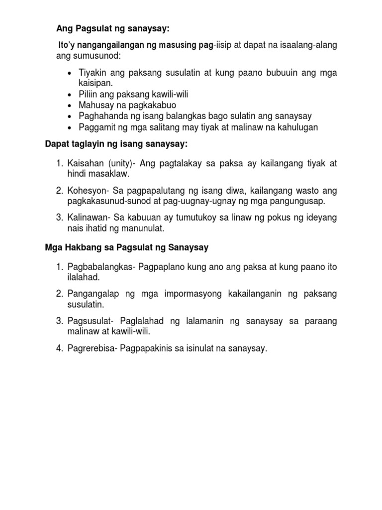 Ang Pagsulat Ng Sanaysay