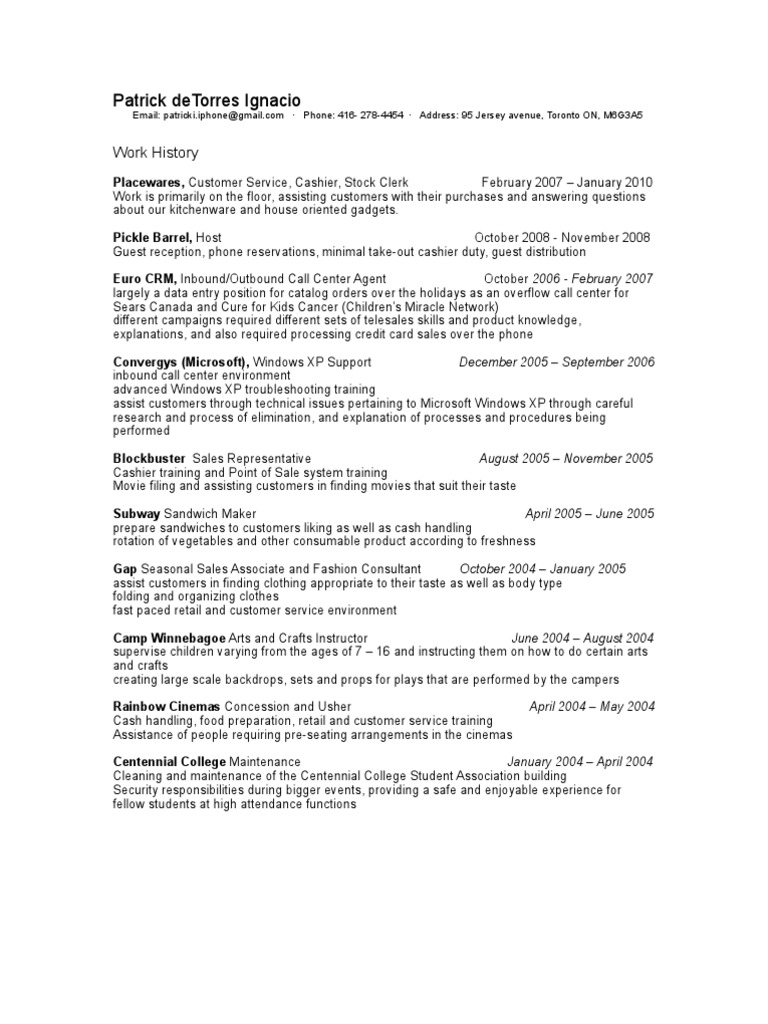 Patrick Ignacio Resume | PDF | Call Centre | Business