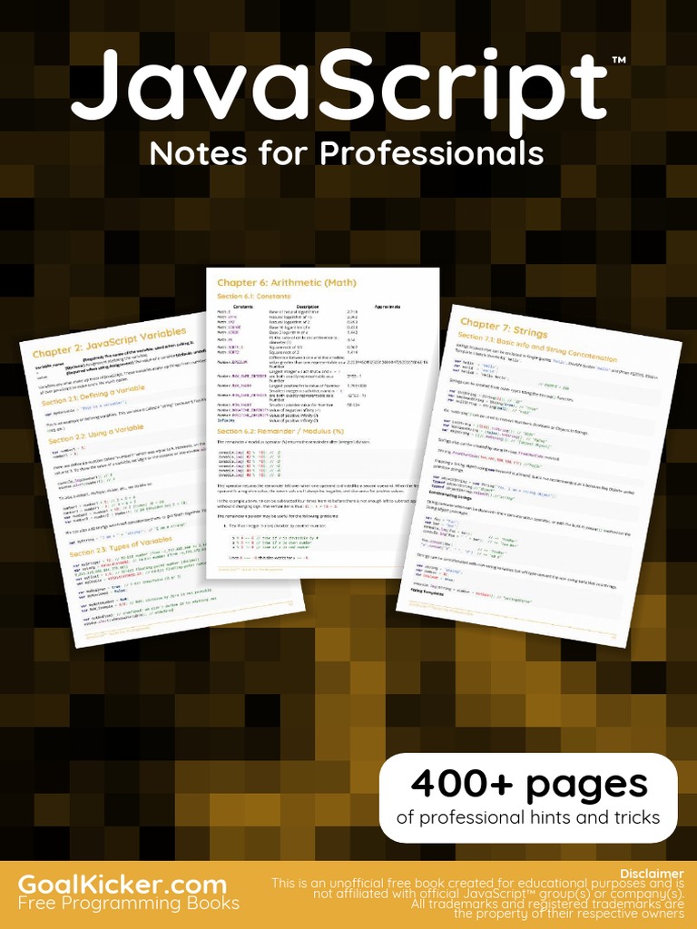 Javascript Notes For Professionals Pdf Parameter Computer Programming Array Data Structure 0622