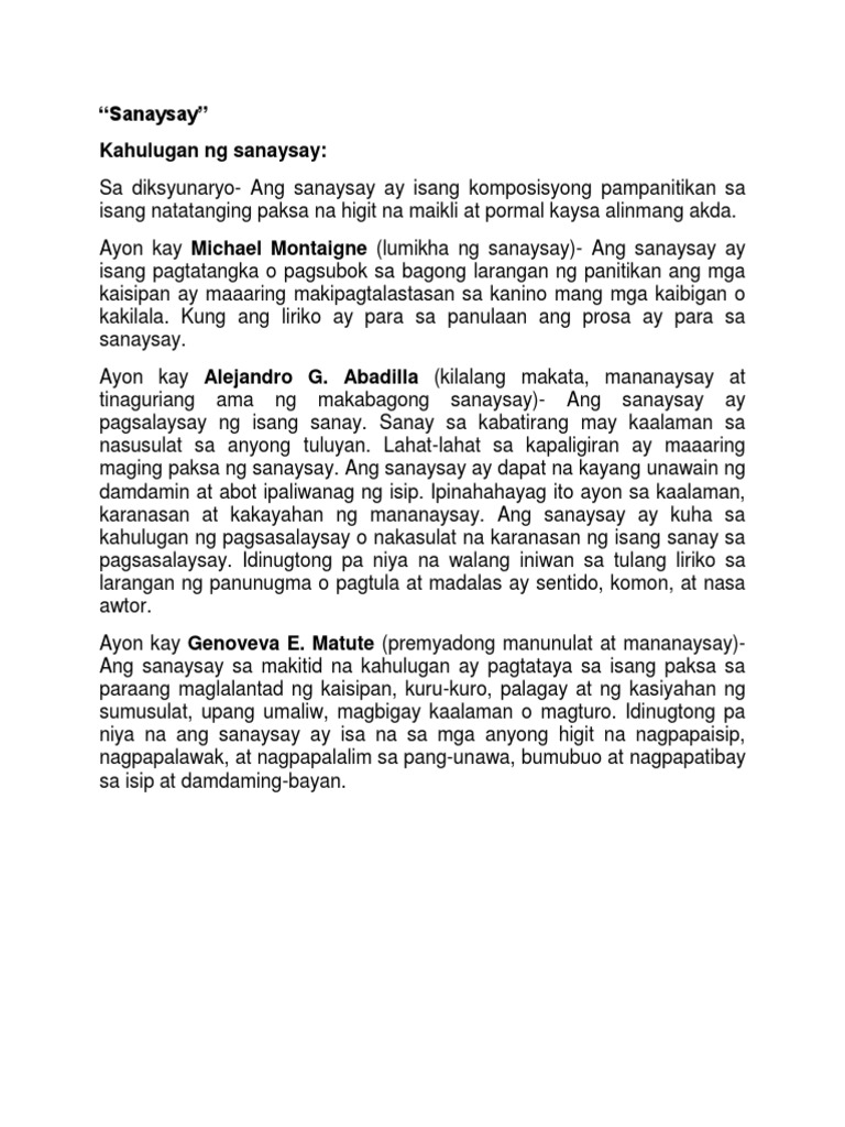 Sanaysay | PDF