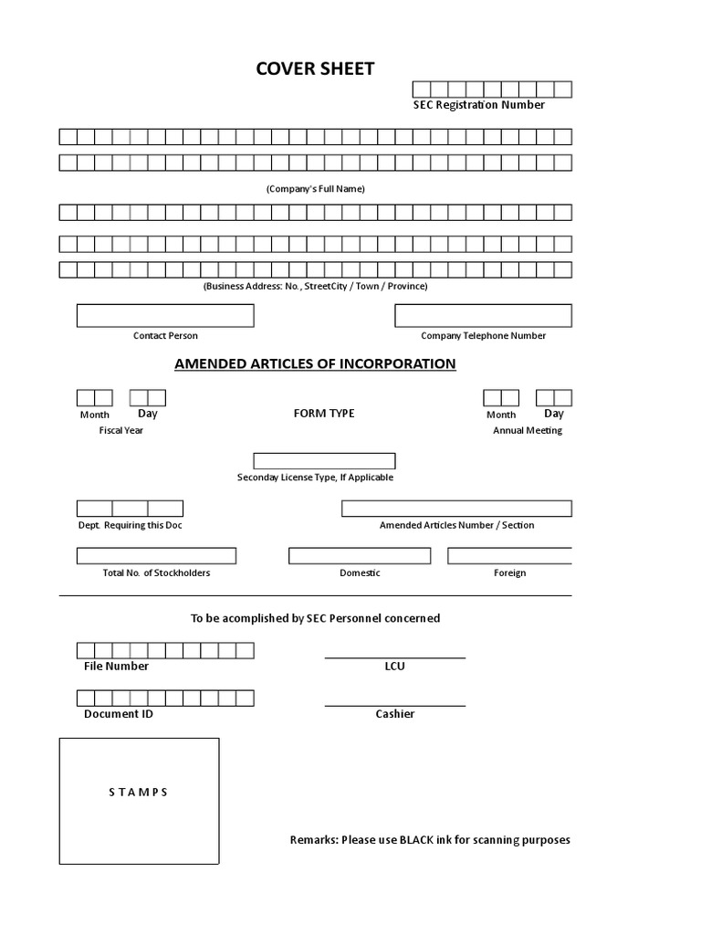 SEC Amendment Cover Sheet Template | PDF | Finance & Money Management