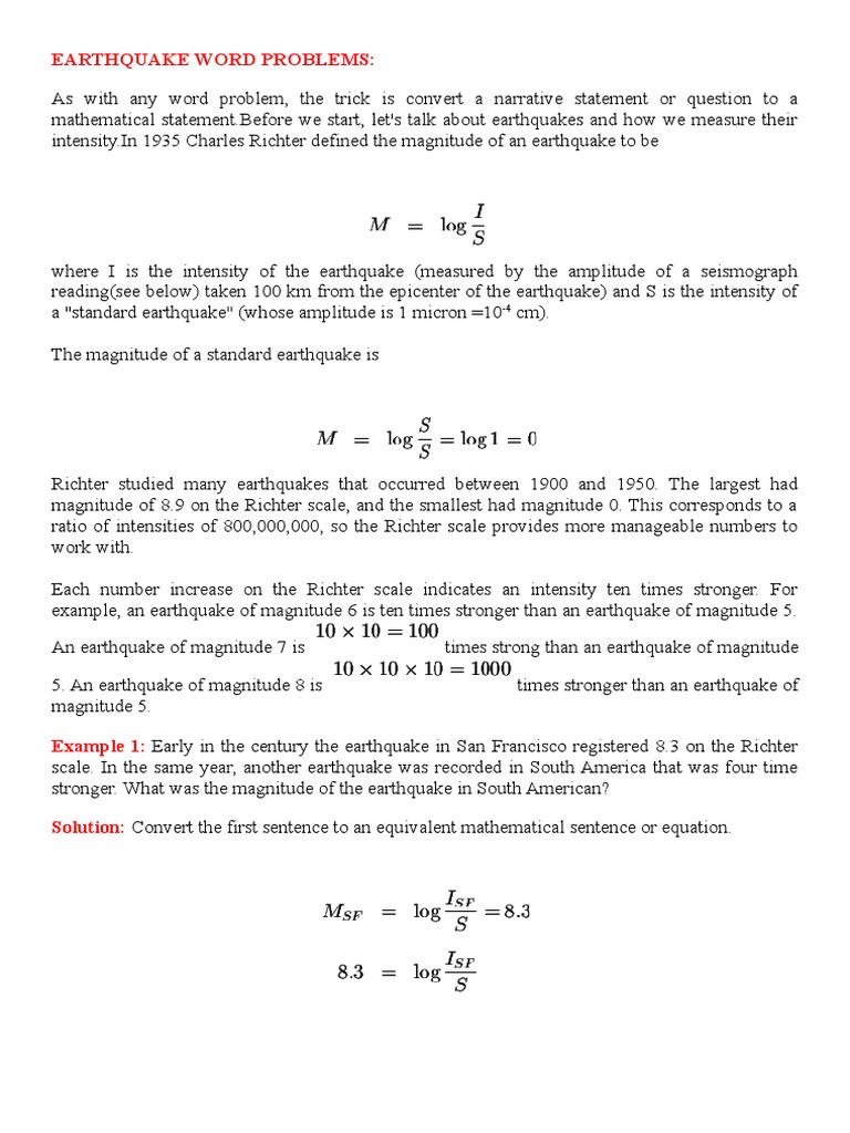 Earthquake Seismic Logarithm's Application | PDF