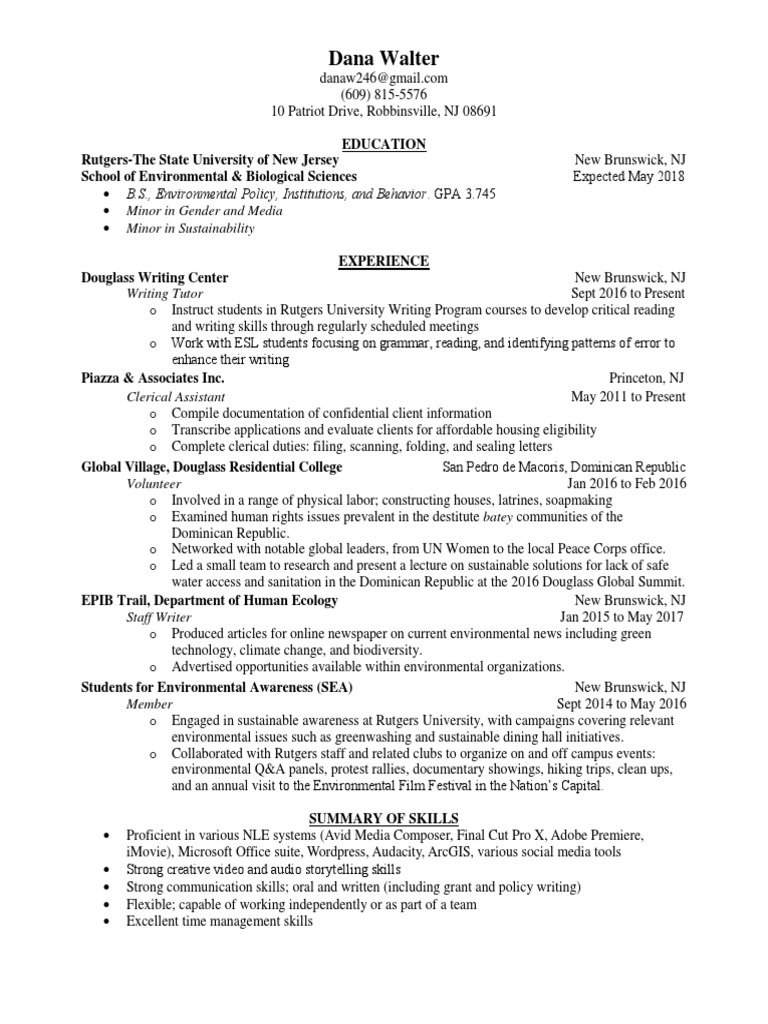 Walter-Resume CV | PDF | Sustainability | Further Education