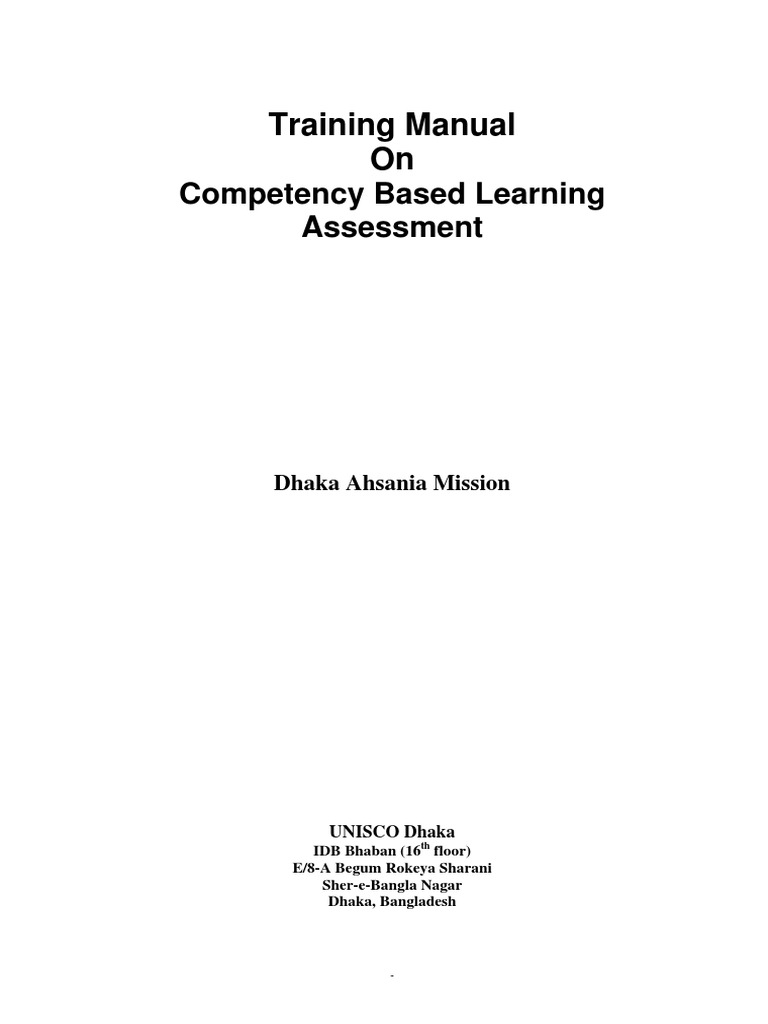 Competency Based Learning Assessment: Training Manual On | PDF ...