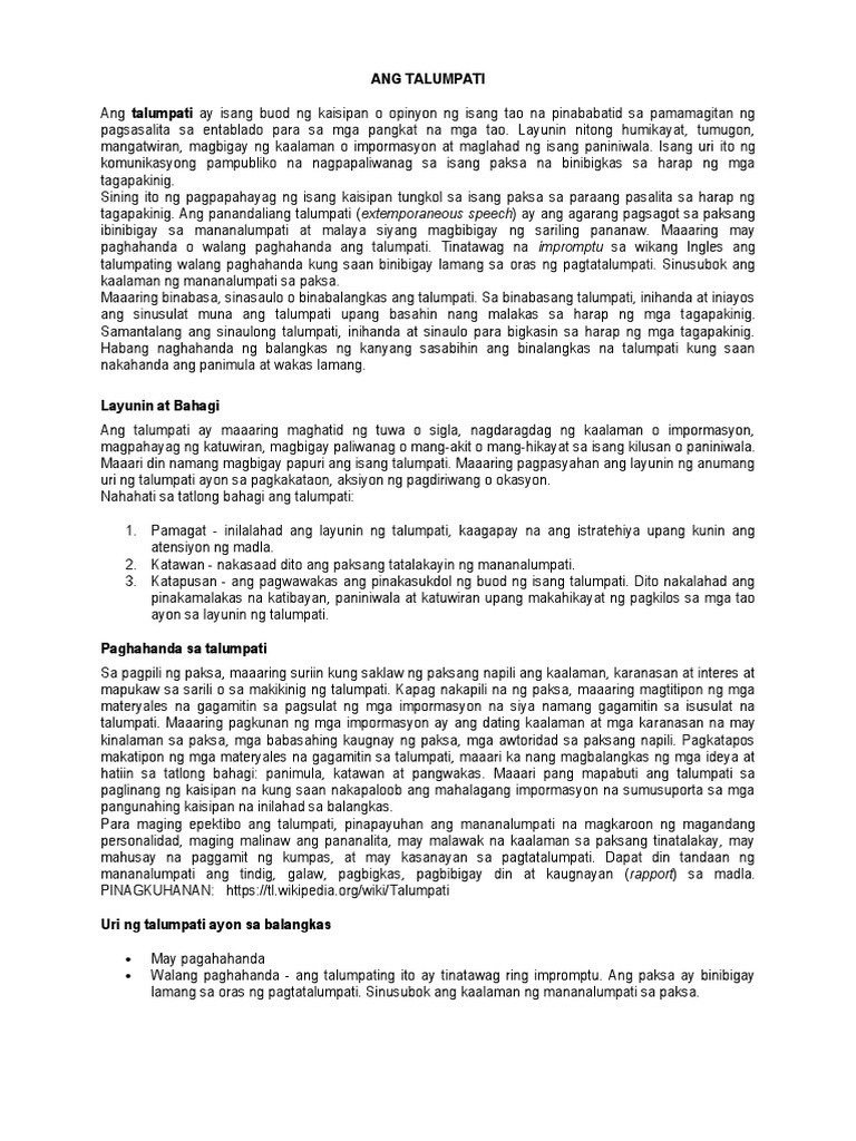 Ang Talumpati | PDF