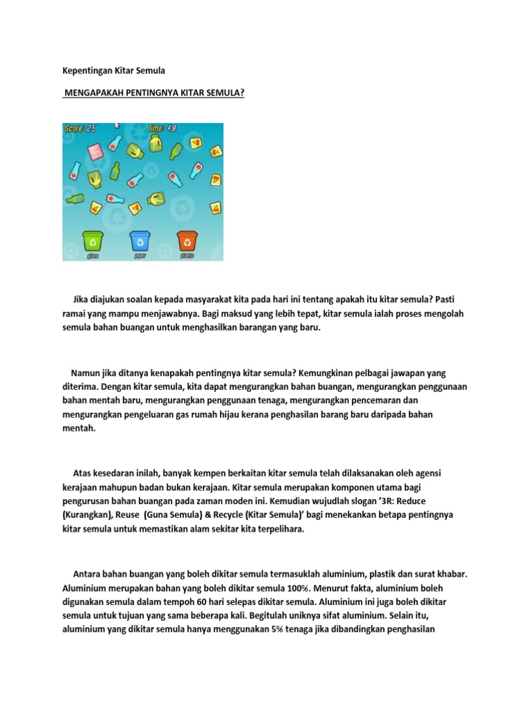 Kepentingan Kitar Semula | PDF