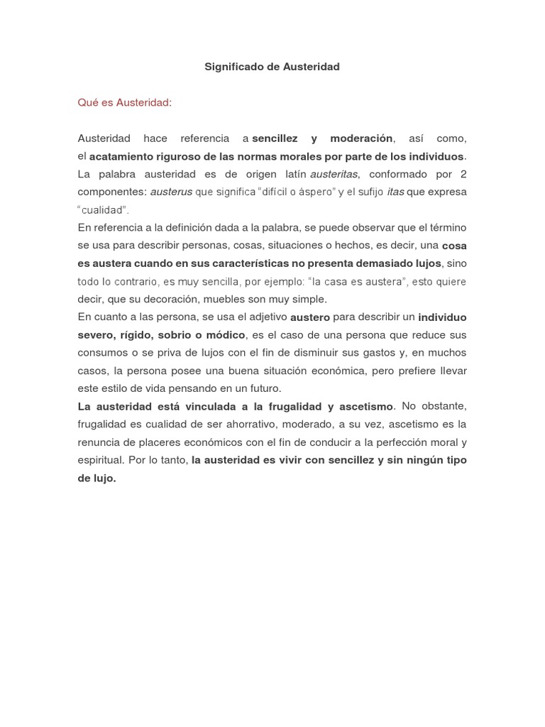 Significado de Austeridad | PDF