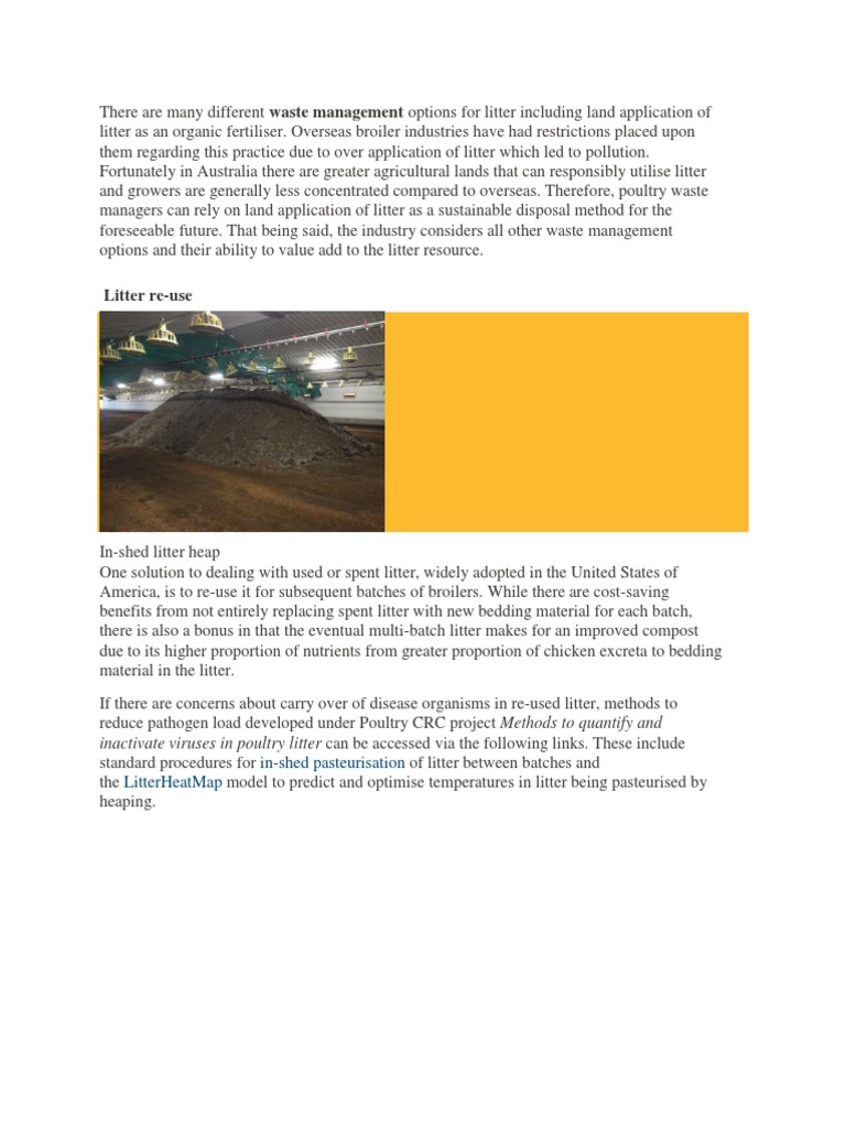 Sustainable Poultry Litter Management | PDF