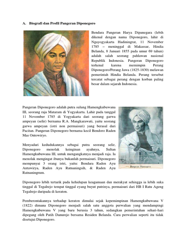 Biografi Pangeran Diponegoro | PDF | Sejarah