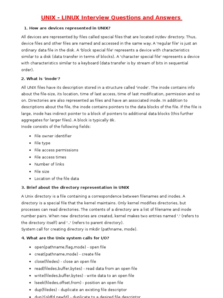 UNIX - LINUX Interview Questions and Answers | PDF | Computer File | File System
