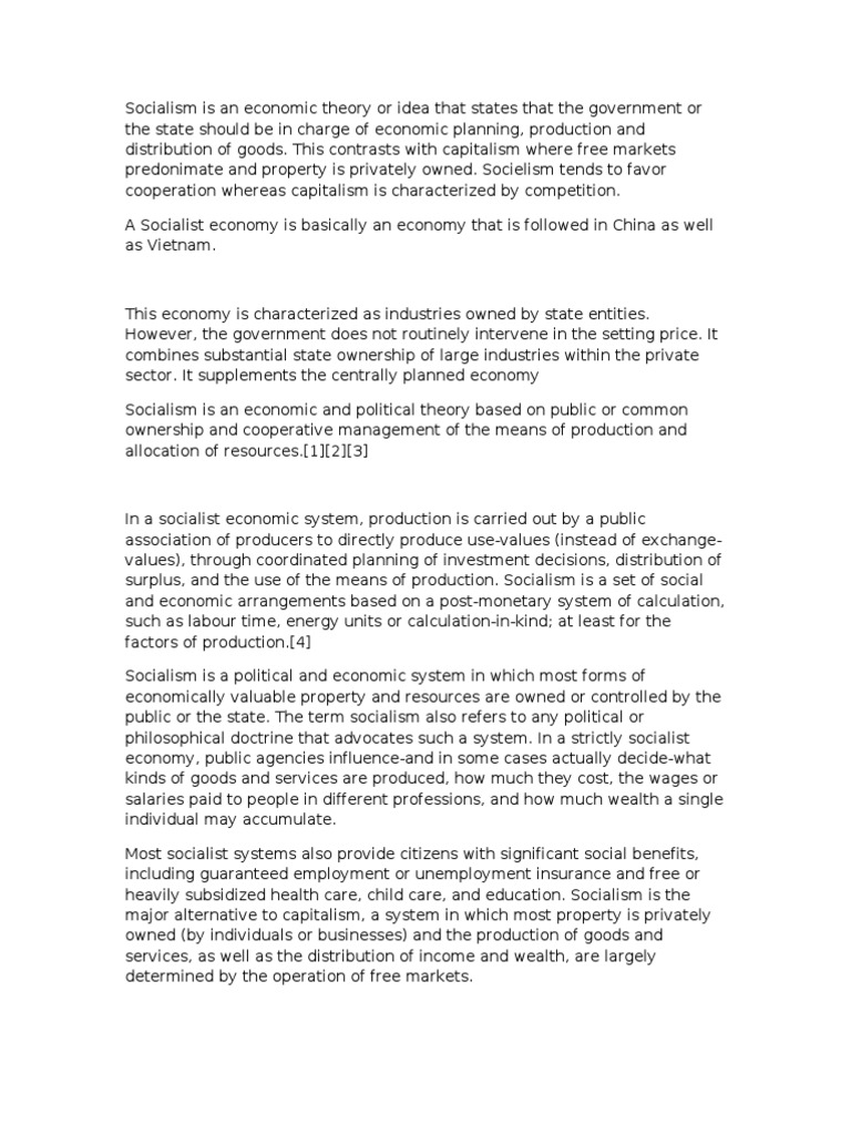 Socialist Economy Pdf Socialism Economic System