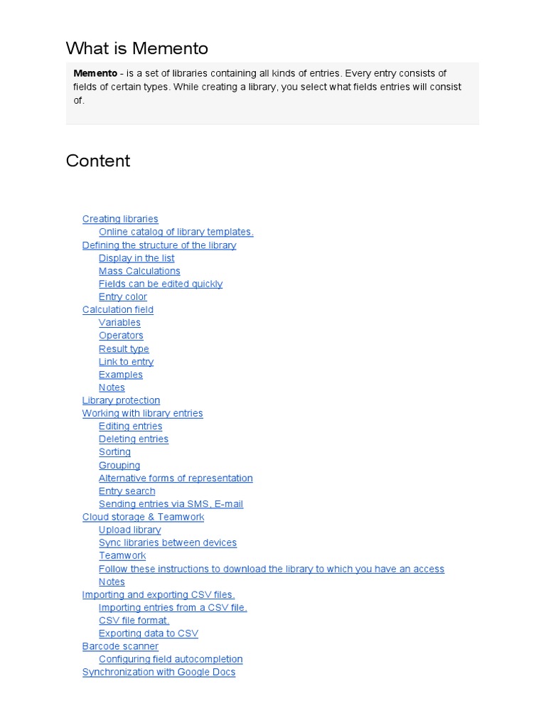 Memento User Manual | PDF | Boolean Data Type | Computer File