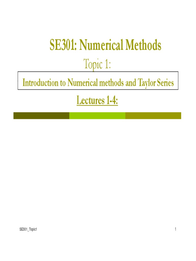 2 - Handouts SE301 Topic1 Term071 PDF | PDF | Numerical Analysis ...