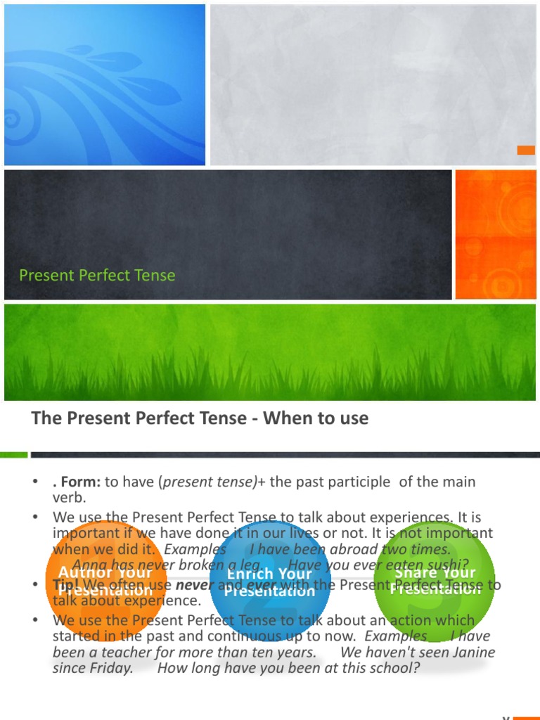 Present Perfect Tense Presentation | PDF | Perfect (Grammar ...