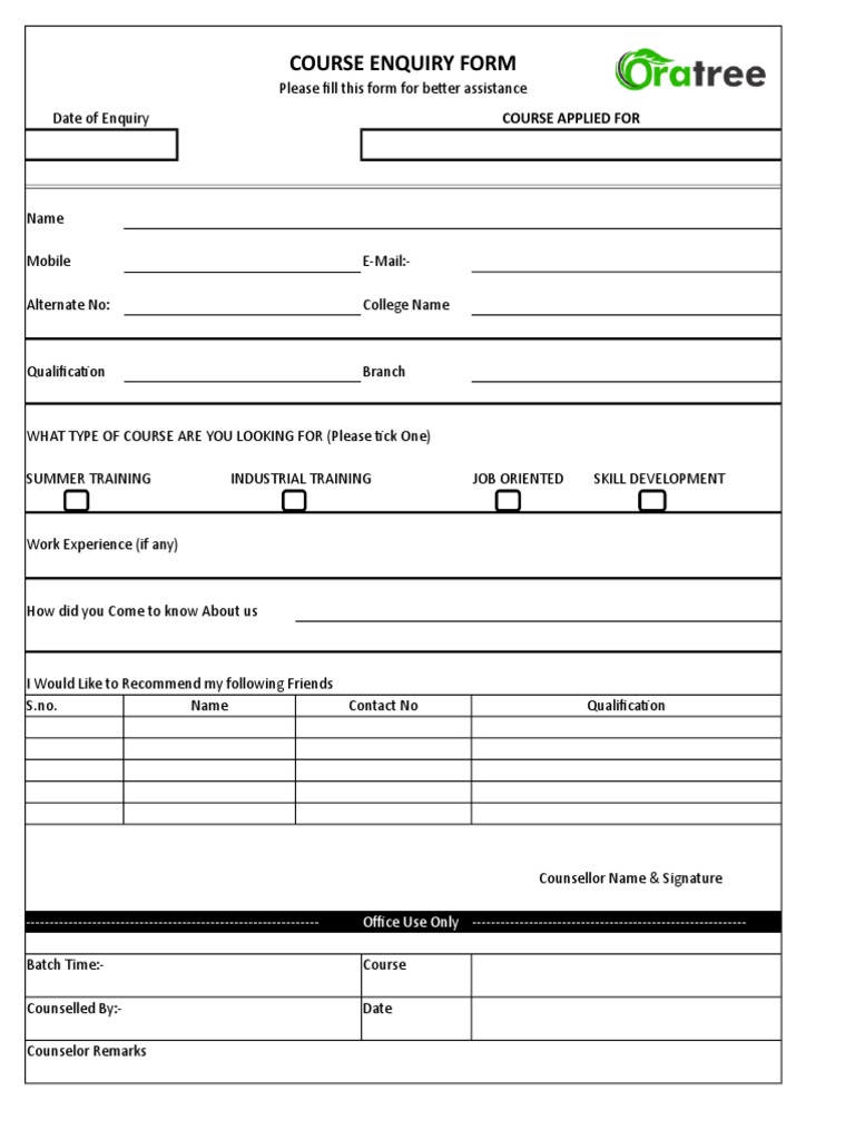 Course Enquiry Form | PDF | Business