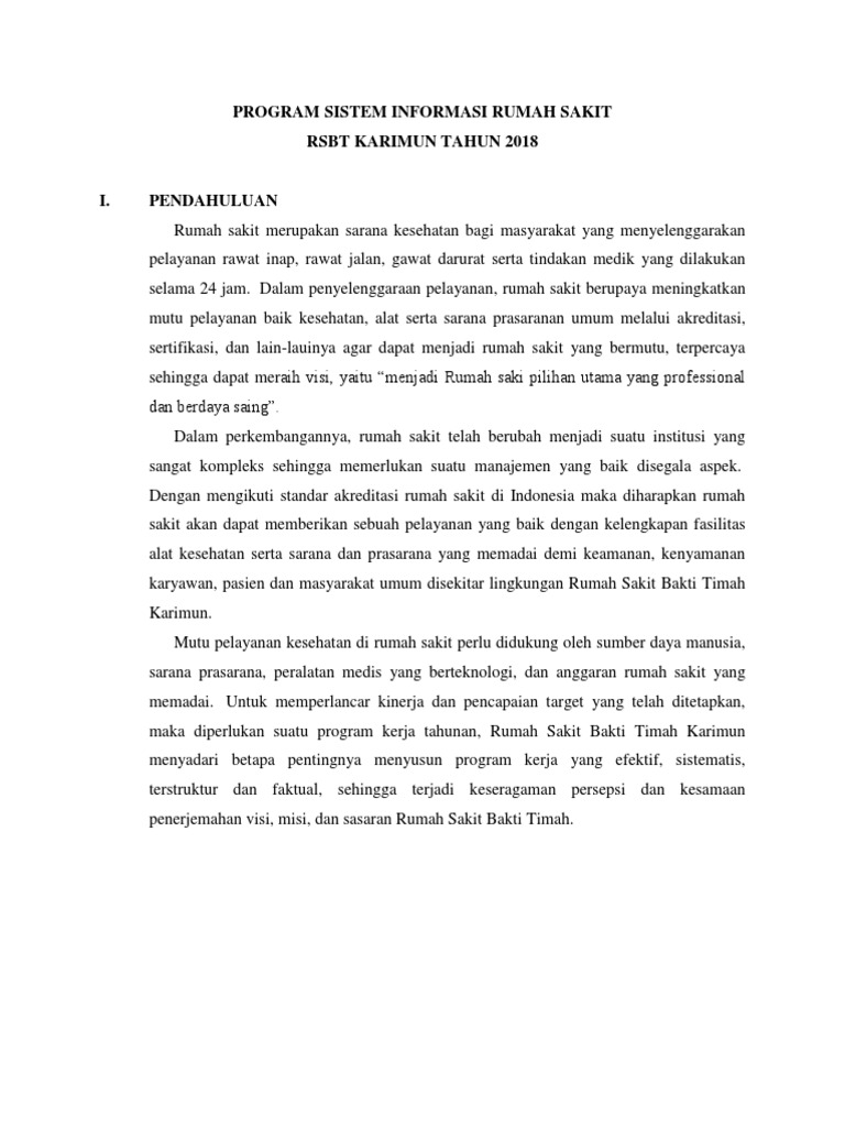 Program Kerja Simrs RSBT | PDF
