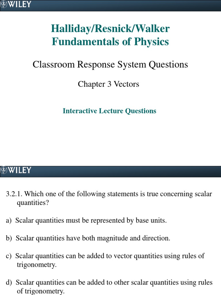 Halliday/Resnick/Walker Fundamentals of Physics: Classroom Response System Questions | PDF ...
