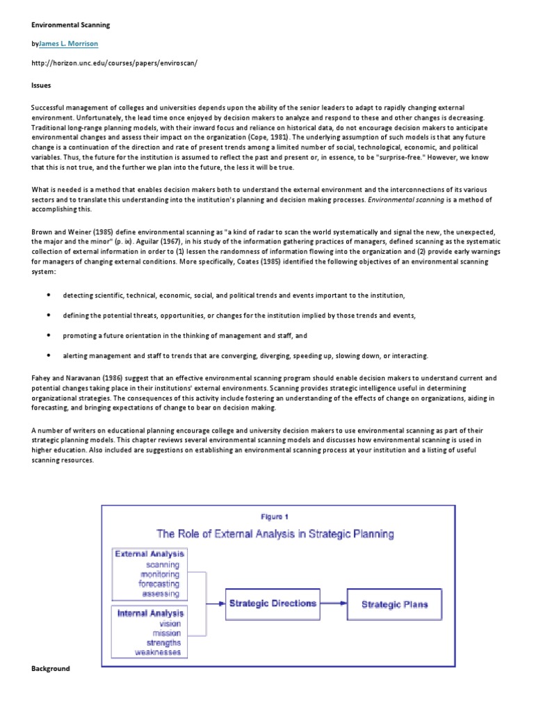 Environmental Scanning Provides Foundation for Strategic Planning | PDF ...