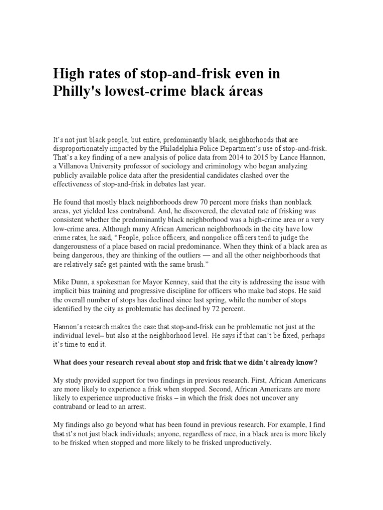 Stop and Frisk Philadelphia | PDF | Stop And Frisk In New York City ...