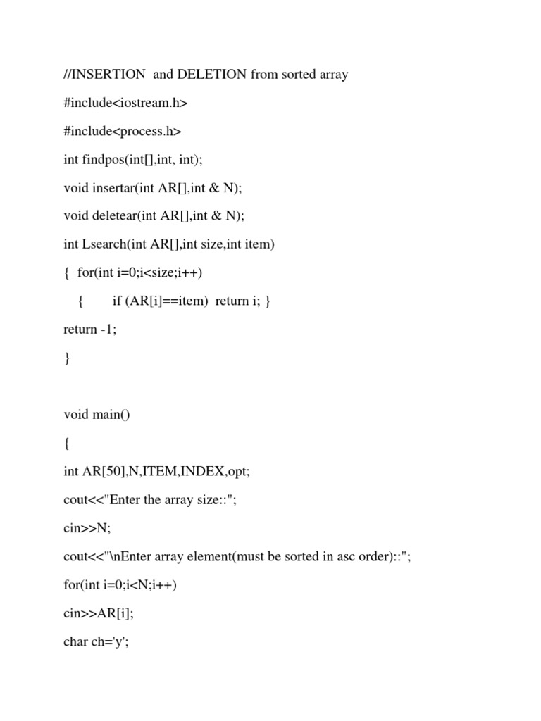 Insertion And Deletion From Sorted Array Pdf Array Data Structure Algorithms And Data 