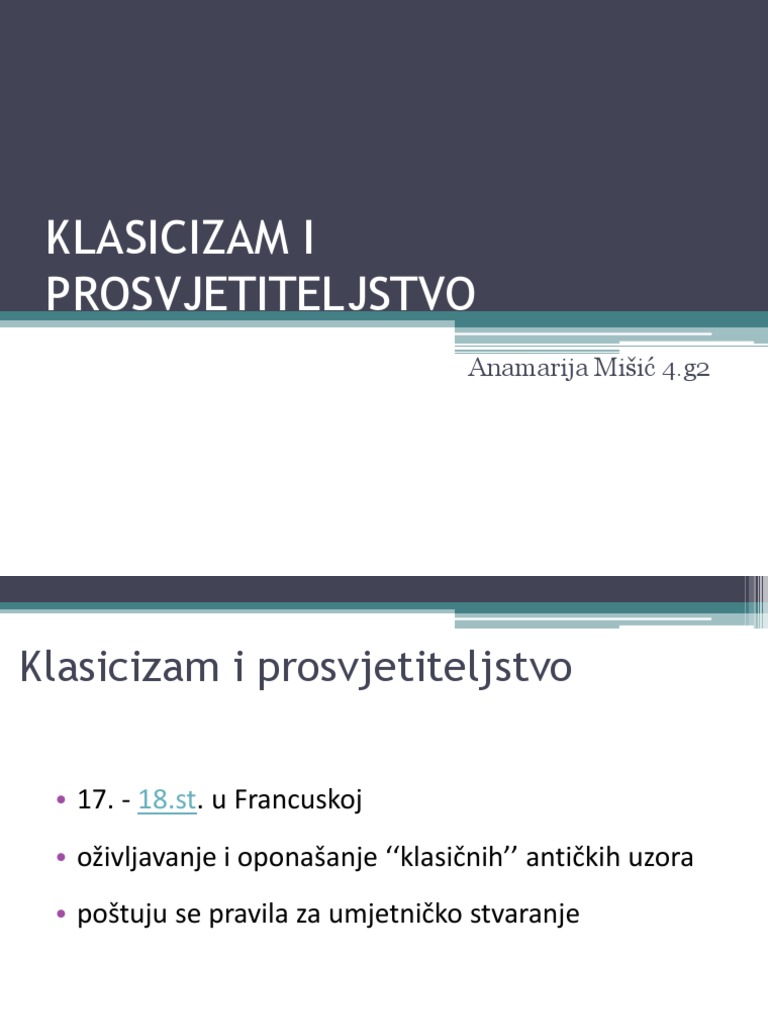 Klasicizam I Prosvjetiteljstvo2 | PDF